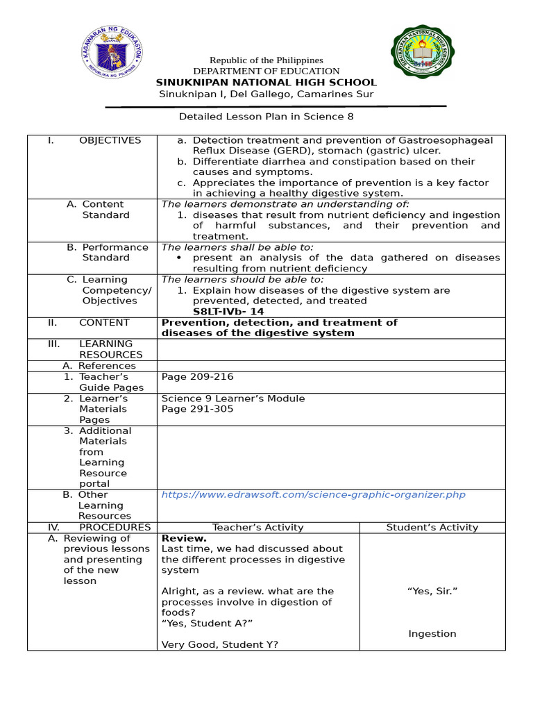 Digestive System Diseases Lesson Plan | PDF | Gastroesophageal Reflux ...