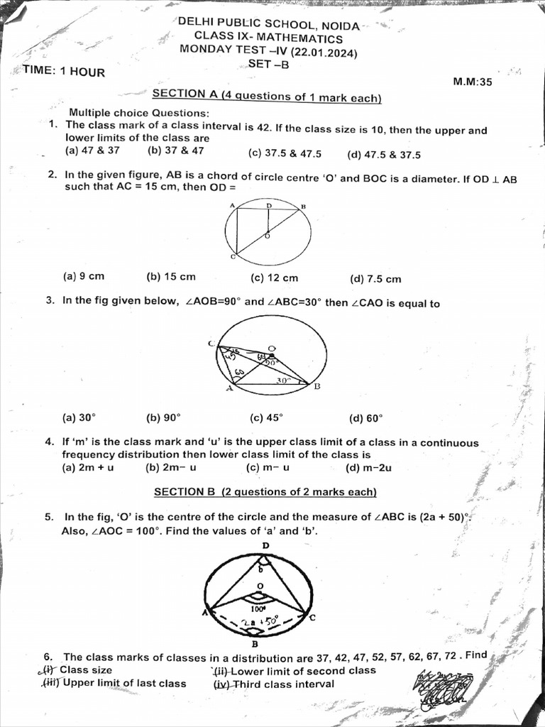 Class 9 Maths Papers | PDF