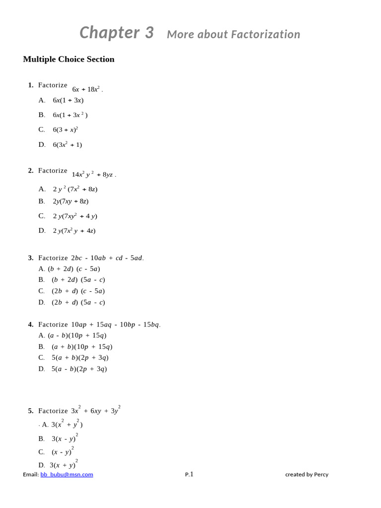 S3 Ch3 More About Factorization Q | PDF
