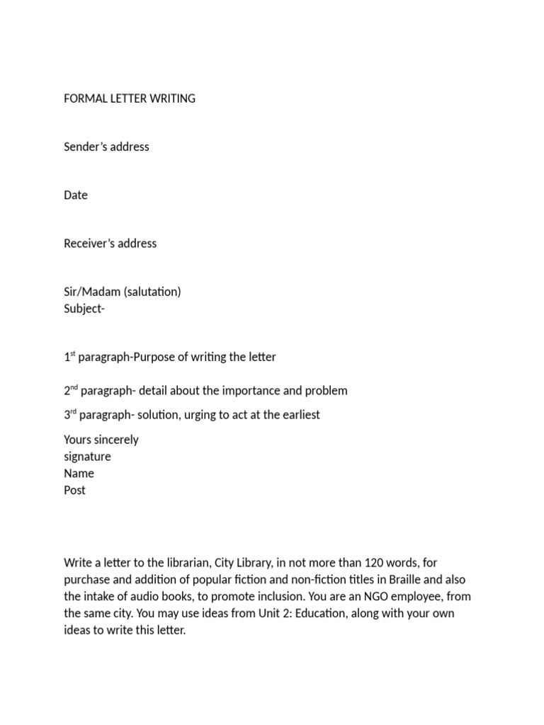 FORMAL LETTER WRITING | PDF
