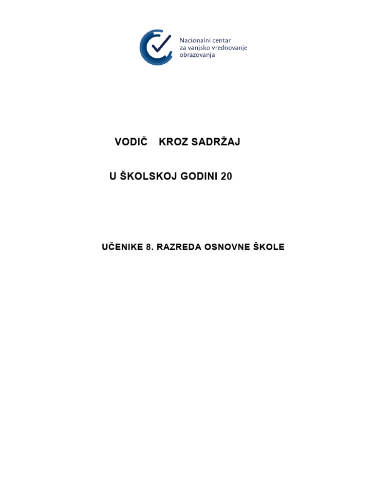 Prilog Vodicu Kroz Sadrzaj I Strukturu Nacionalnih Ispita U 8. Razredu U Skolskoj Godini 2024 ...