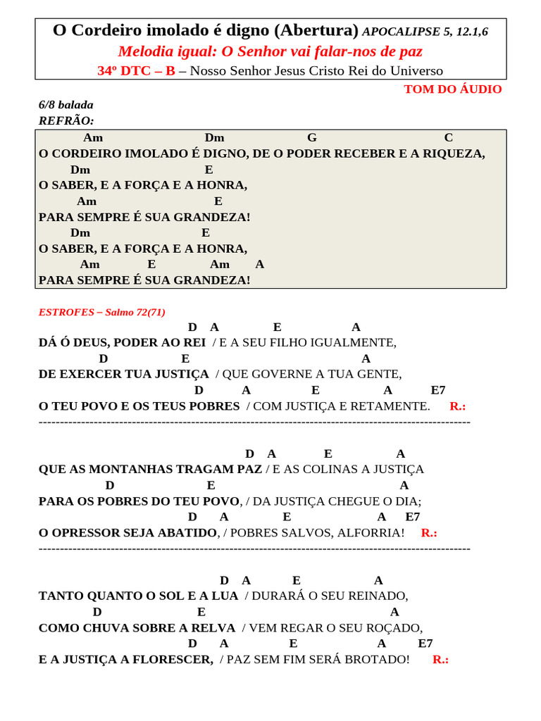 O Cordeiro Imolado é Digno | PDF