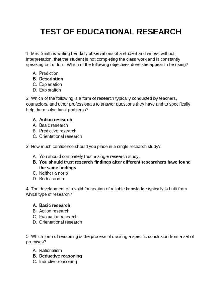 MCQs Test of Research KEY | PDF | Sampling (Statistics) | Validity ...