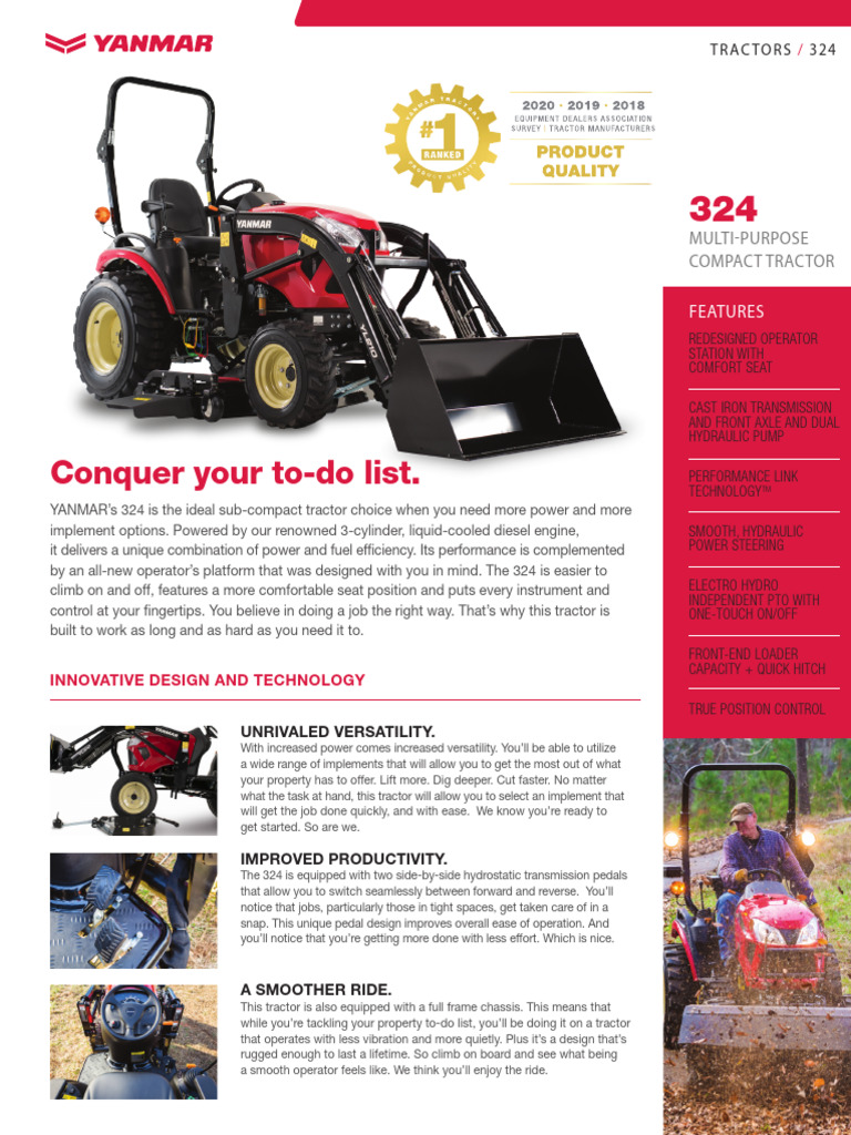 YAN 324 Sell-Sheet 8 3 2020 | PDF | Tractor | Loader (Equipment)