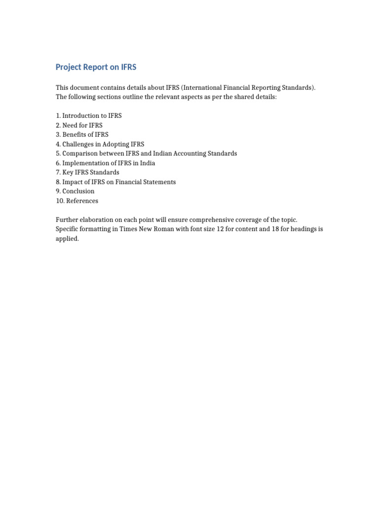 IFRS Project Report Overview | PDF