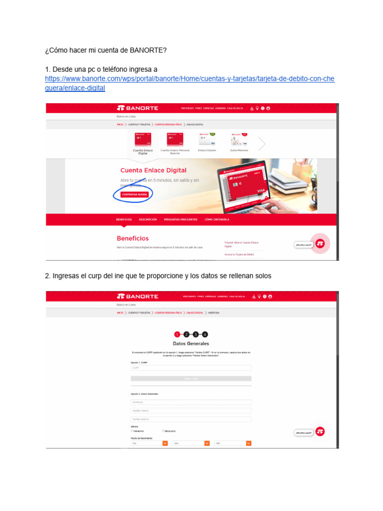 Como Hacer Mi Cuenta Banorte | PDF