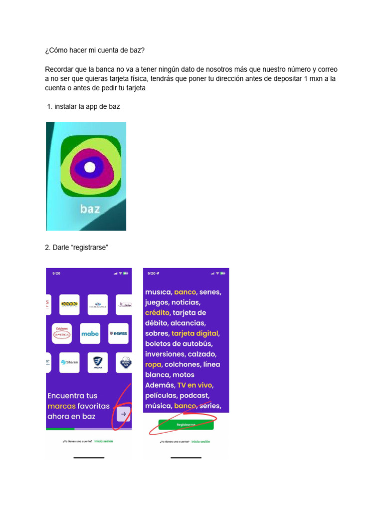 Guía para Crear tu Cuenta Baz | PDF