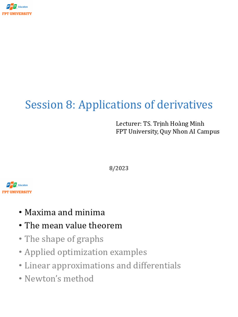 Applications of Derivatives | PDF | Differential Calculus | Theoretical ...