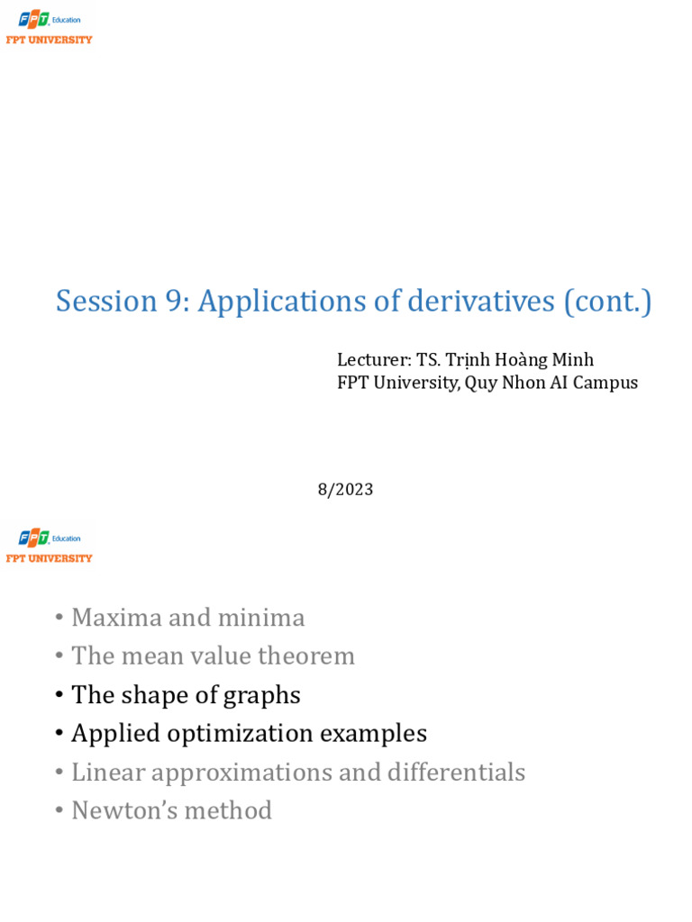 Applications of Derivatives (Cont. 1) - Graph - Optimization | PDF ...