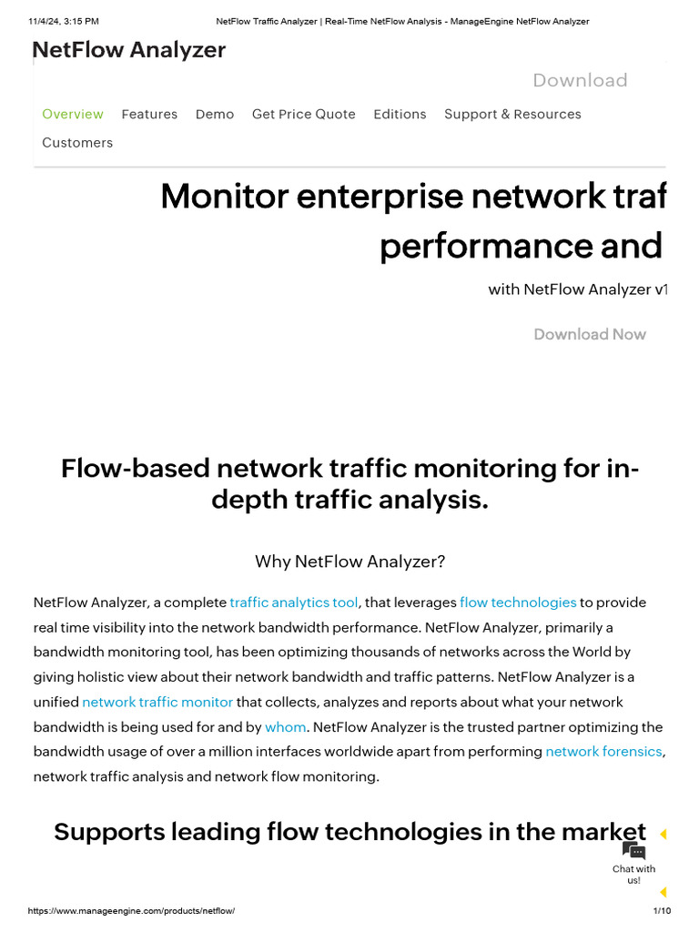 NetFlow Traffic Analyzer - Real-Time NetFlow Analysis - ManageEngine NetFlow Analyzer | PDF ...