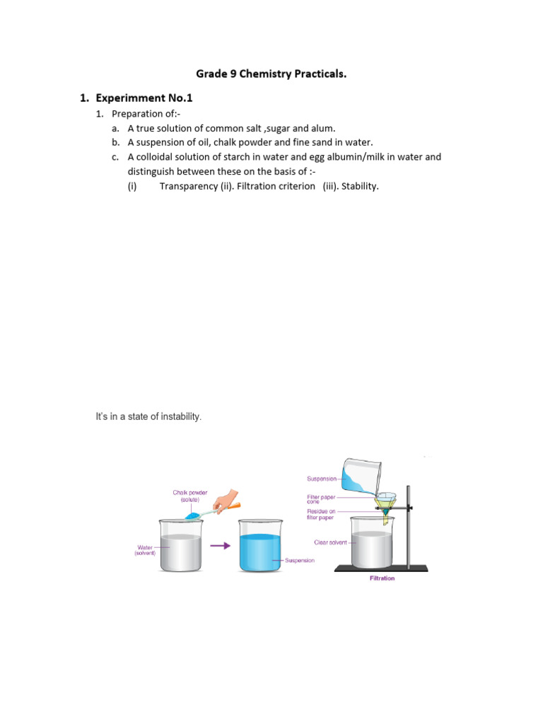 GR 9 Chemistry Practicals | PDF | Latent Heat | Mixture