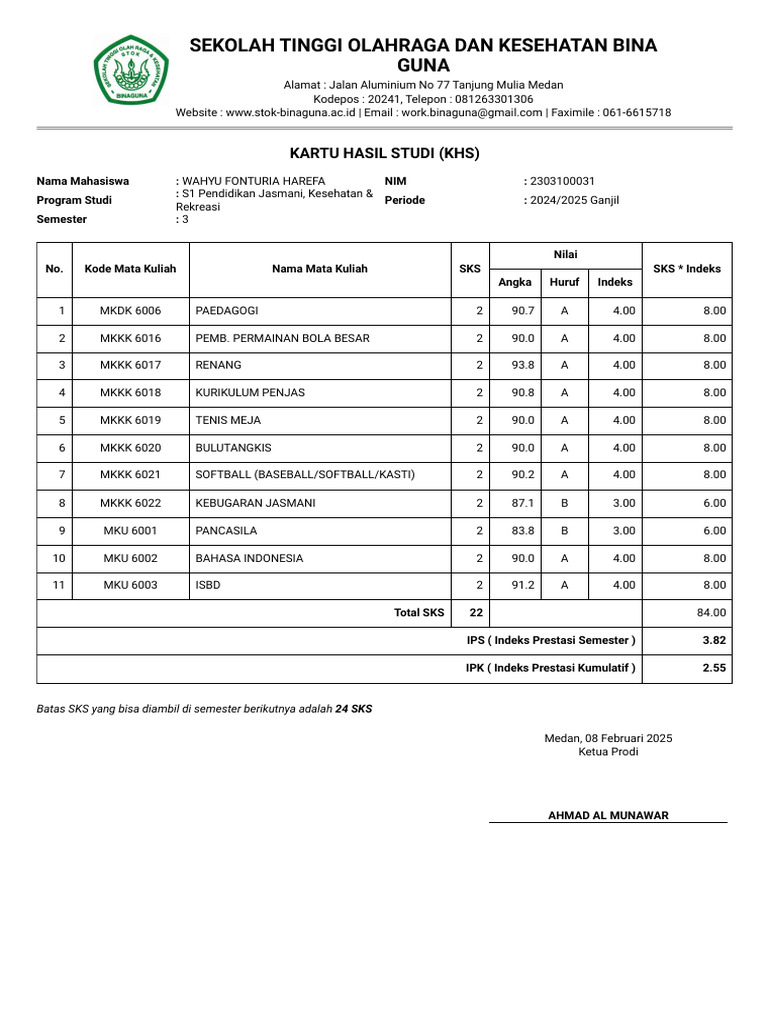 Cetak Laporan KHS Mahasiswa | PDF