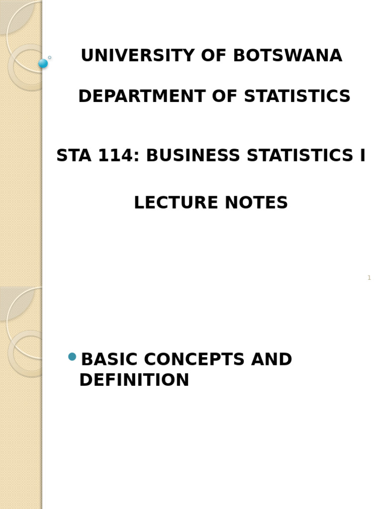 Business Statistics Concepts Overview | PDF | Level Of Measurement | Statistics