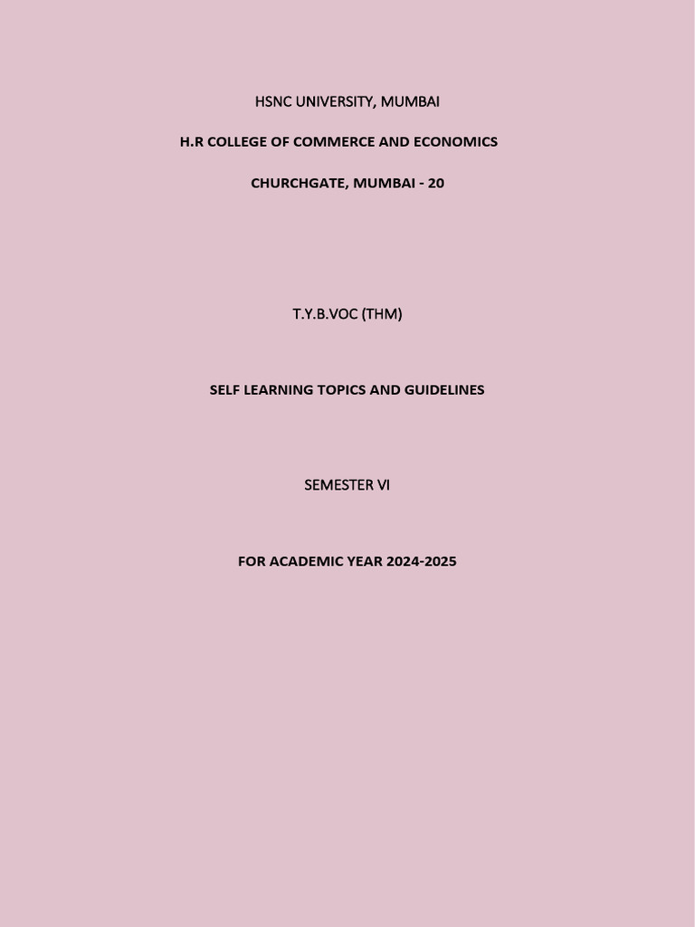 TYBVOC THM SLE & PROJECT TOPICS SEM 6 2024-25 | PDF | Entrepreneurship ...