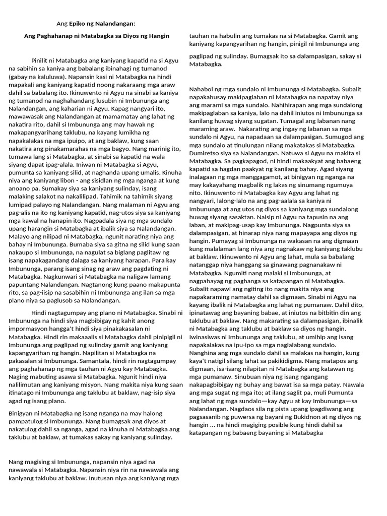 Ang Epiko ng Nalandangan | PDF