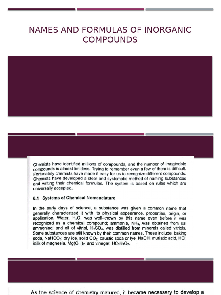 Names and Formulas of Inorganic Compounds | PDF