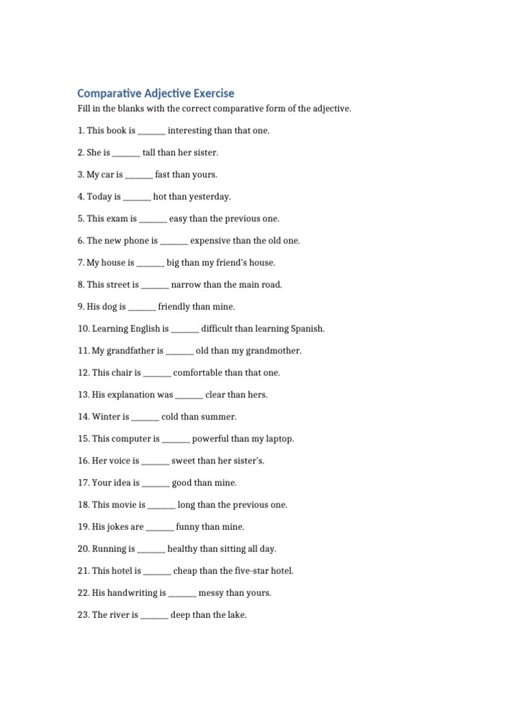 Comparative Exercise | PDF