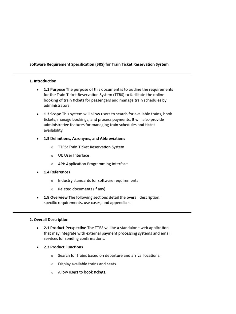 Train Ticket Reservation System SRS | PDF | World Wide Web | Internet & Web