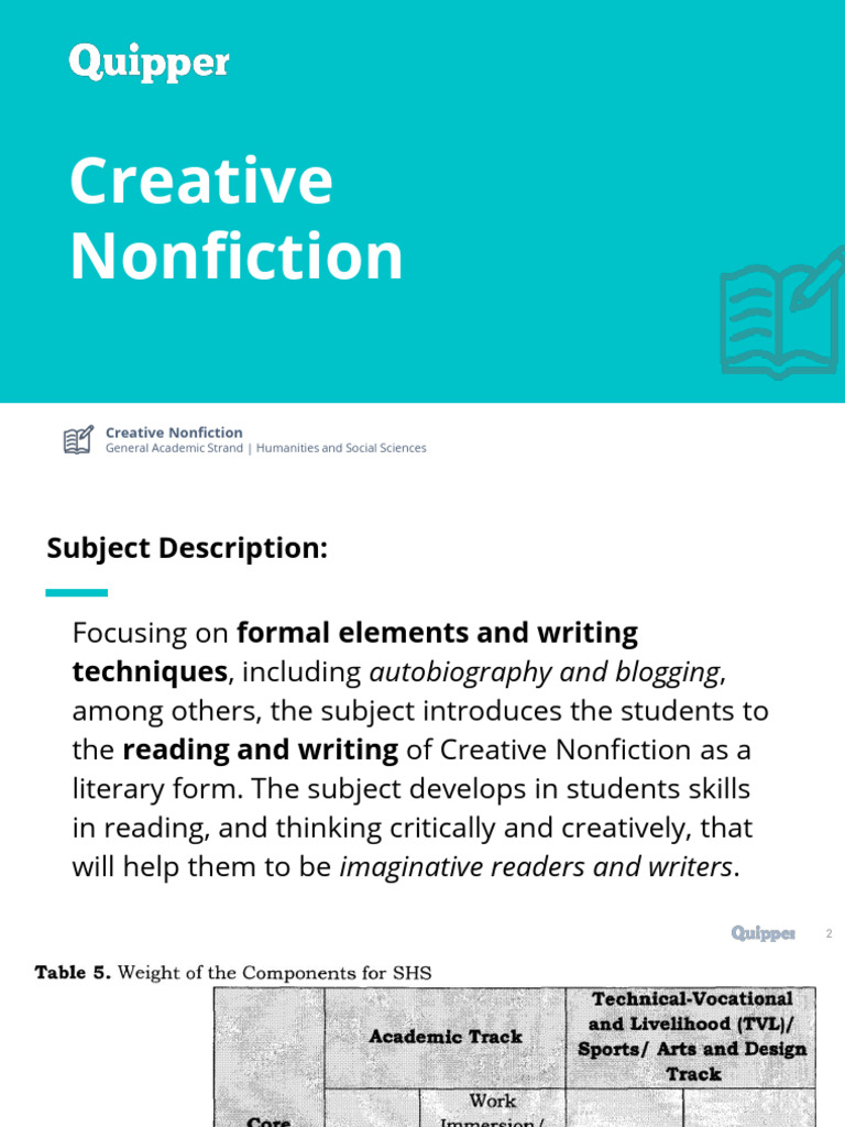 Understanding Creative Nonfiction Elements | PDF | Poetry | Creative ...