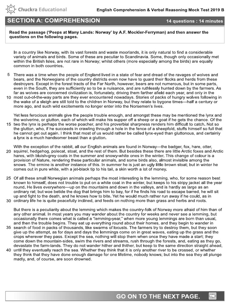 Chuckra Evr Mock Test 2017 D Comprehension Peeps at Many Lands Norway ...