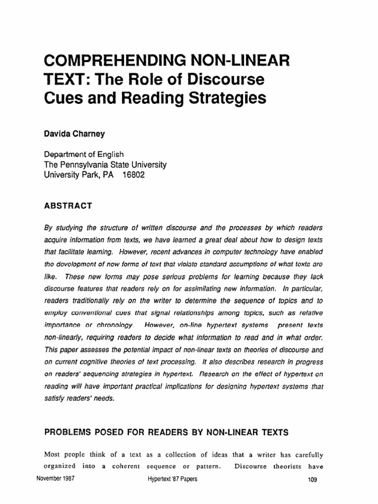 Comprehending Non Linear Text | PDF | Information | Hypertext