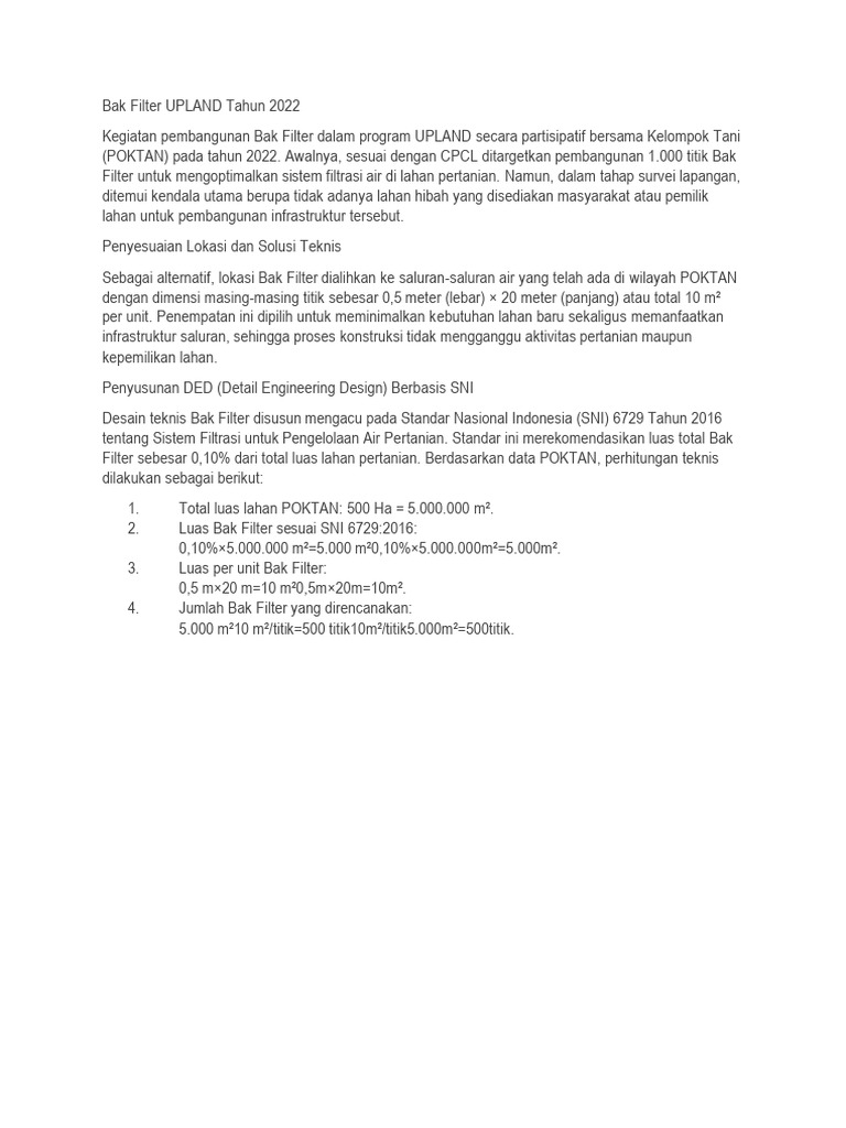 Bak Filter UPLAND Tahun 2022 | PDF