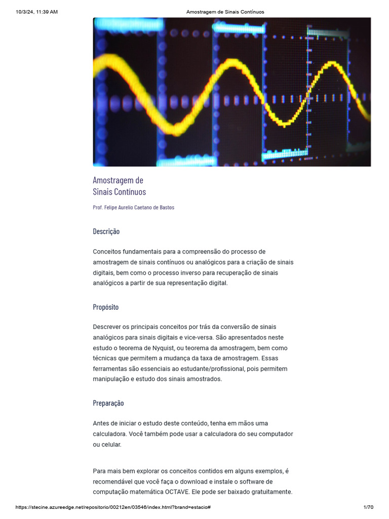 Tema 2_Amostragem de Sinais Contínuos (2) | PDF | Conversor de ...