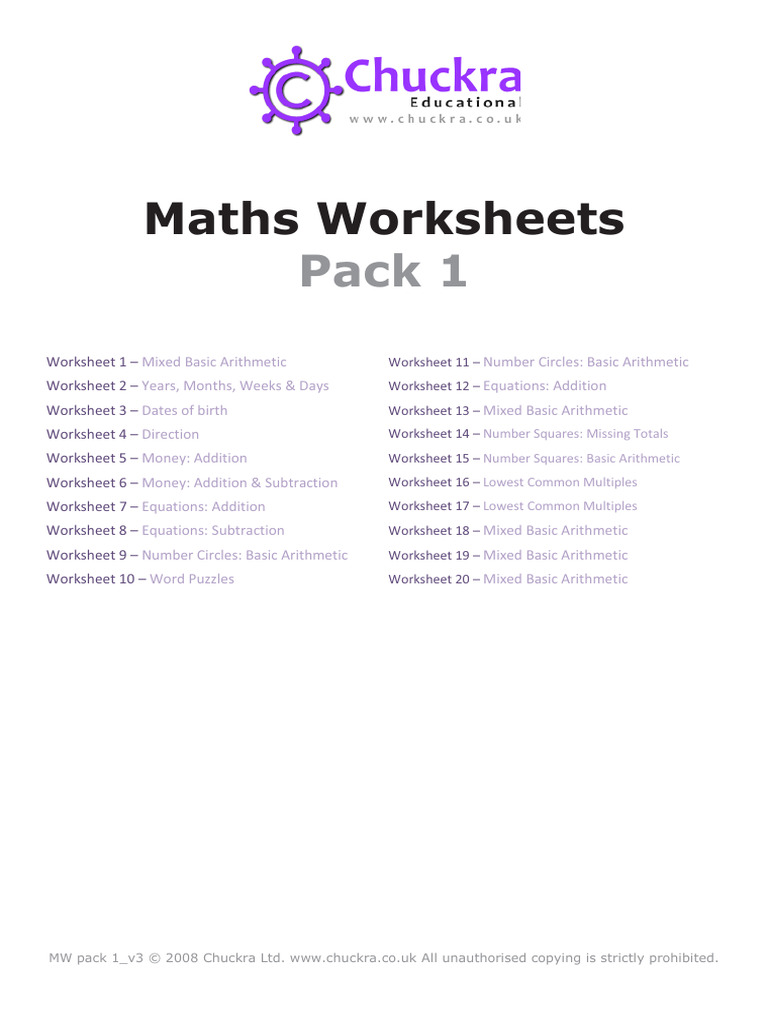 Chuckra Numerical and Nonverbal Worksheets Pack 1 v05 - 2015 | PDF ...