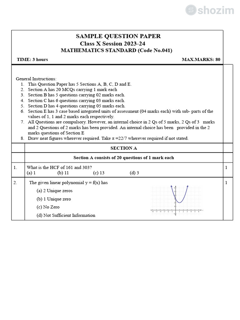 MathsStandard-SQP - 3 - Question Only | PDF | Zero Of A Function | Equations