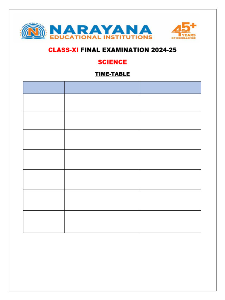 Xi Hsc Final Exam Timetable for m1,m2 and n1 | PDF | Chemistry ...
