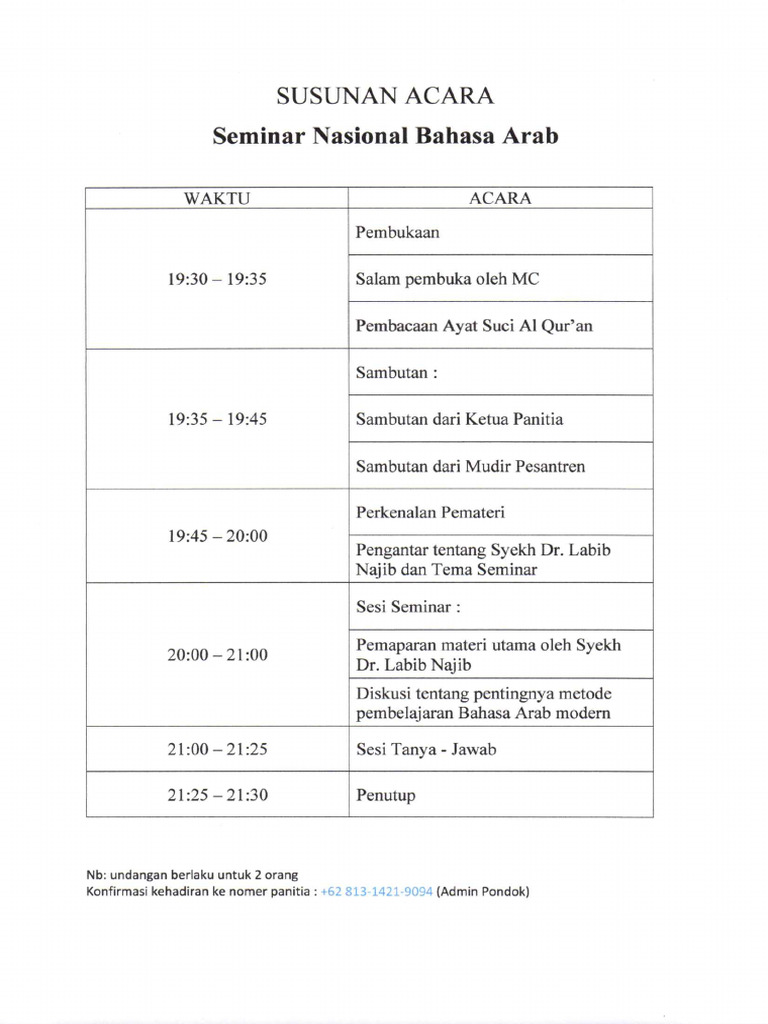 Susunan Acara Seminar | PDF