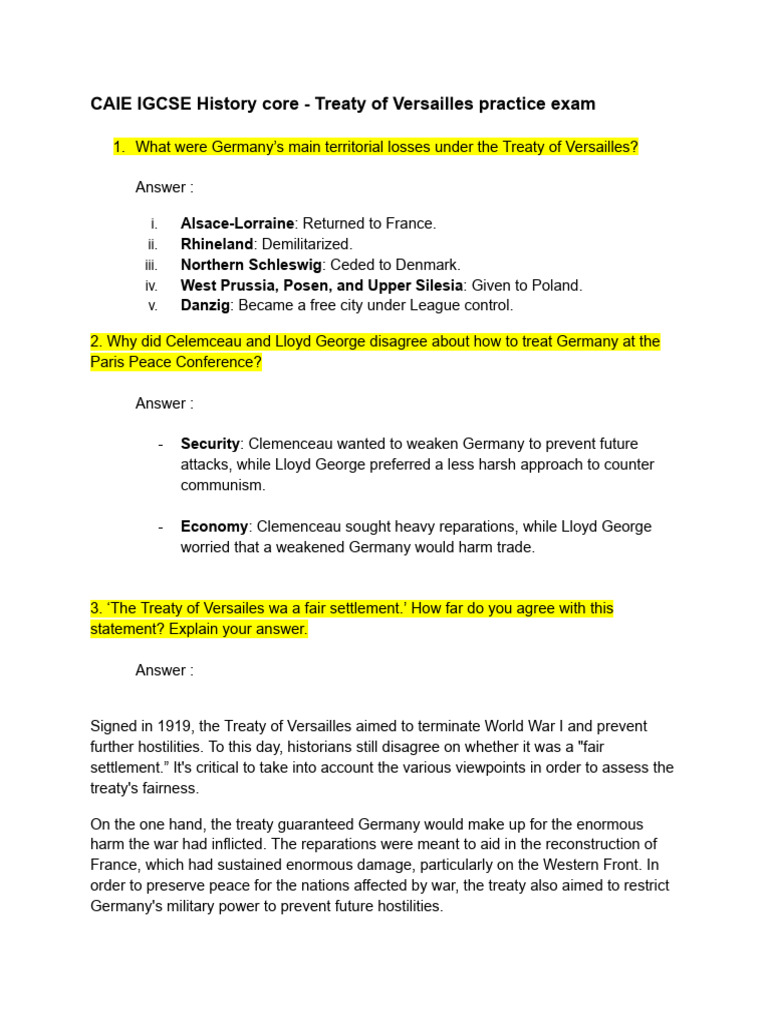 CAIE IGCSE History Core | PDF | Weimar Republic | Treaty Of Versailles