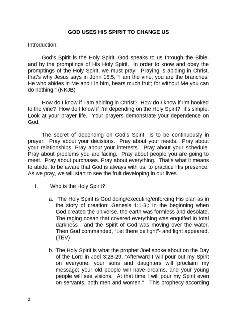 Transformative Power of the Holy Spirit | PDF | Prayer | Jesus