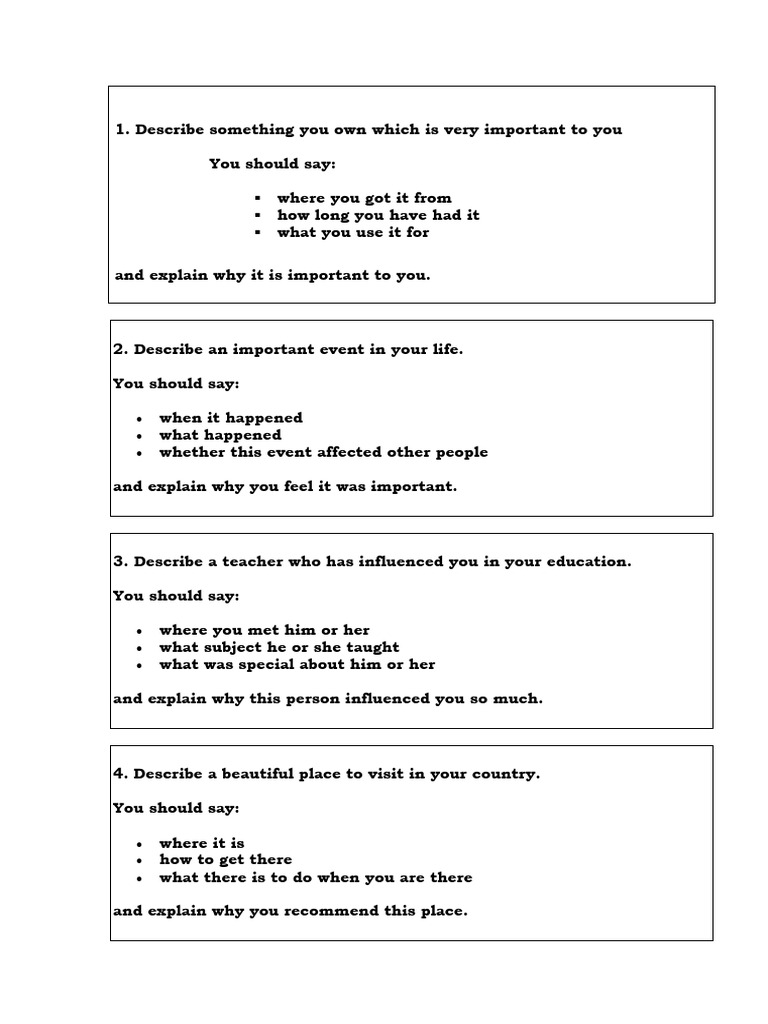 IELTS_Speaking Part 2 | PDF