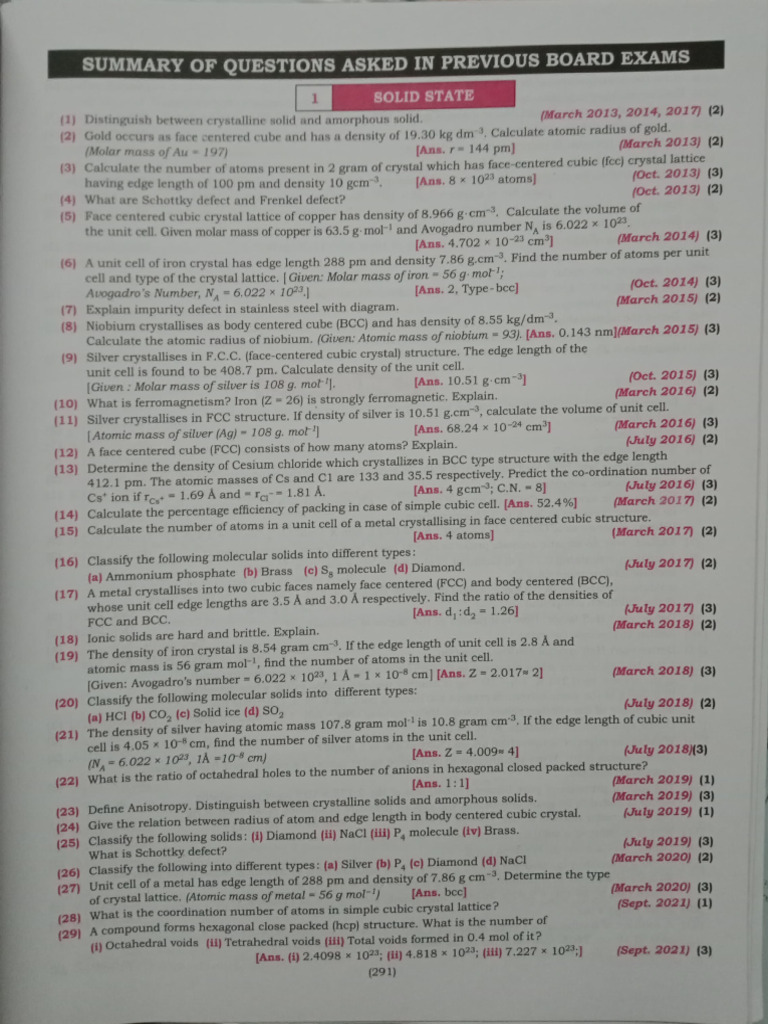 XII CHEMISTRY PYQ Chapterwise | PDF