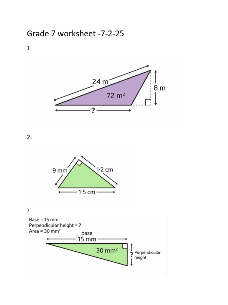 Grade 7 Math Worksheet 7-2-25 | PDF