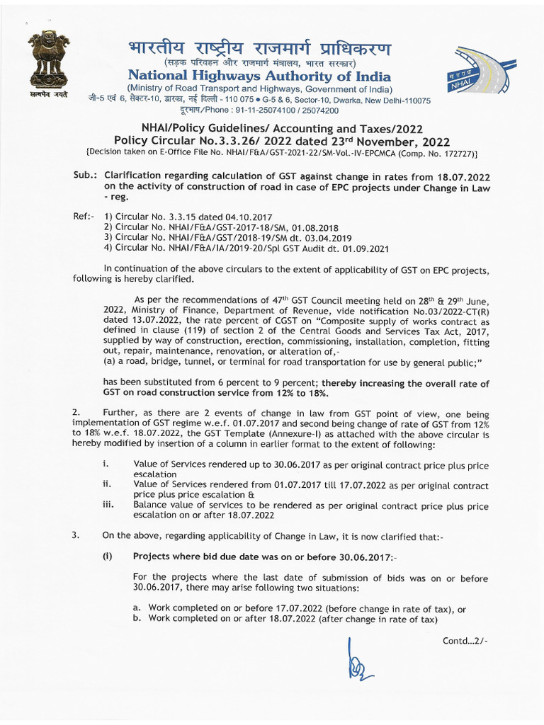 GST Policy Circular No 3-3-26 | PDF