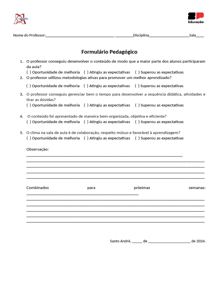 Ficha Do Apoio Presencial 2024 | PDF