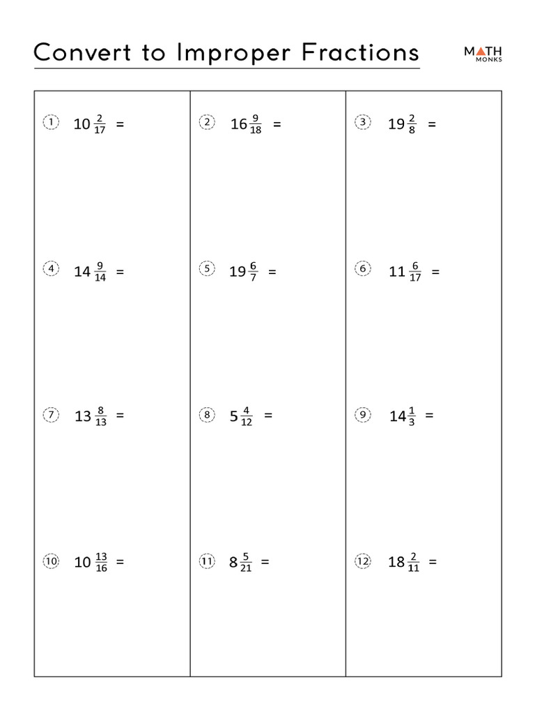 Fractions Worksheets Grade 6 | PDF