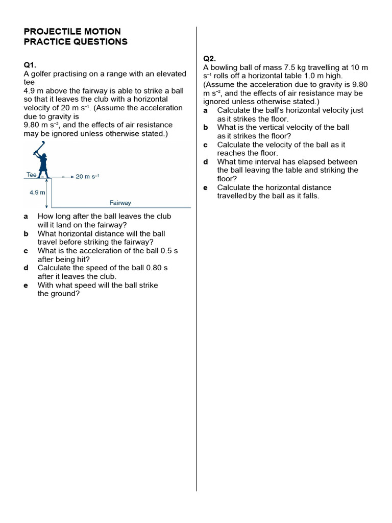 Projectile Motion Practice Questions | PDF | Projectiles | Physics