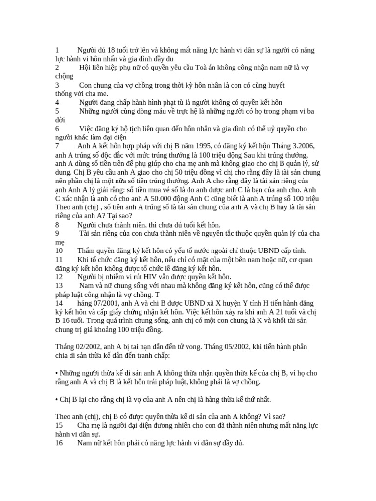 166 Cau Nhan Dinh Va Bai Tap Luat HNGD | PDF