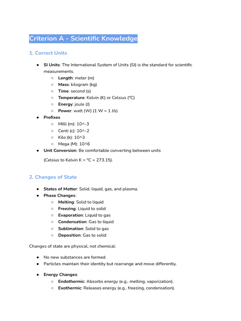 Criterion A and C - Physics | PDF | Heat | Temperature