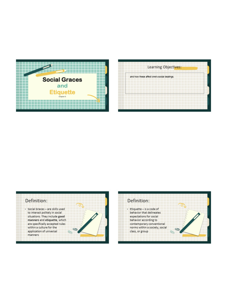 Chapter 6 Social Graces and Etiquettes | PDF | Etiquette | Communication