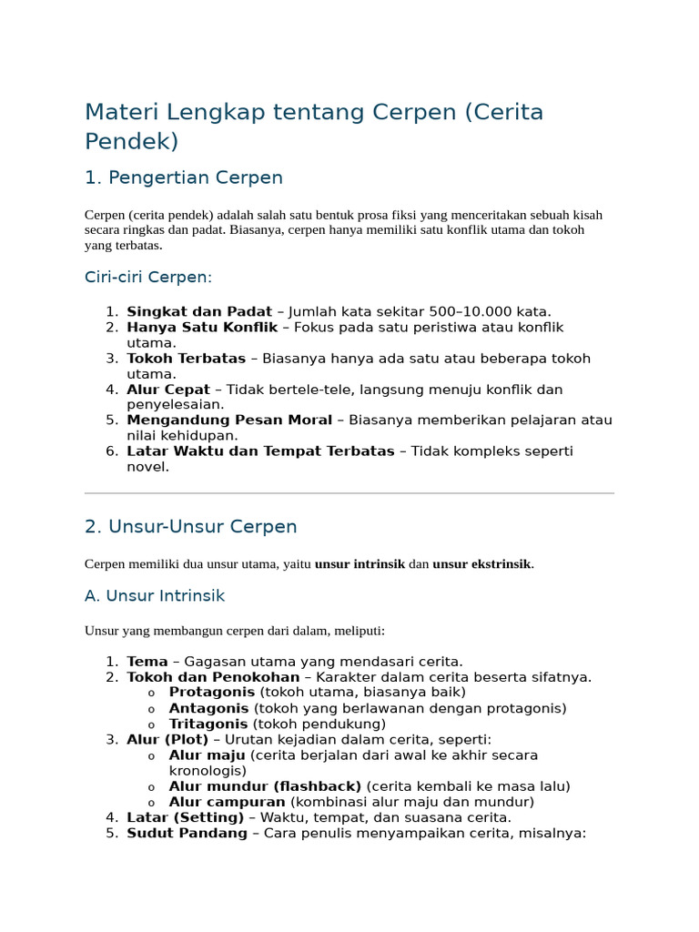 Panduan Lengkap Menulis Cerpen | PDF