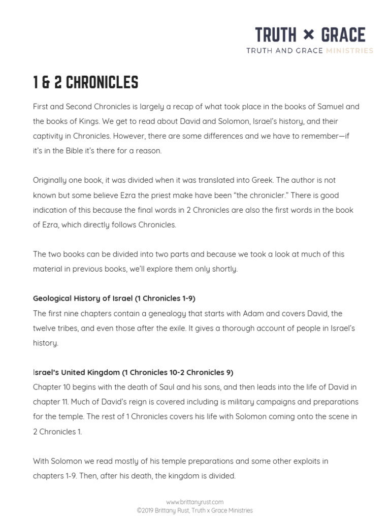 1 & 2 Chronicles: Geological History of Israel (1 Chronicles 1-9) | PDF | Books Of Chronicles ...