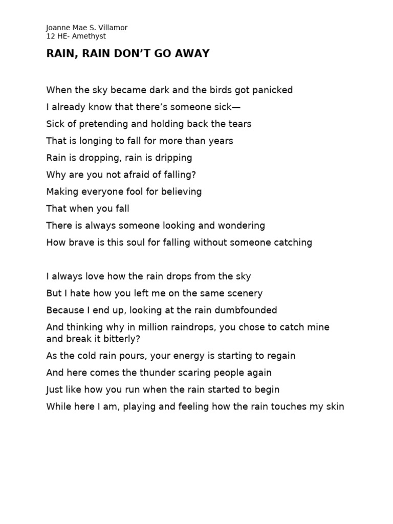 "Rain, Rain: A Poetic Reflection on Loss" | PDF