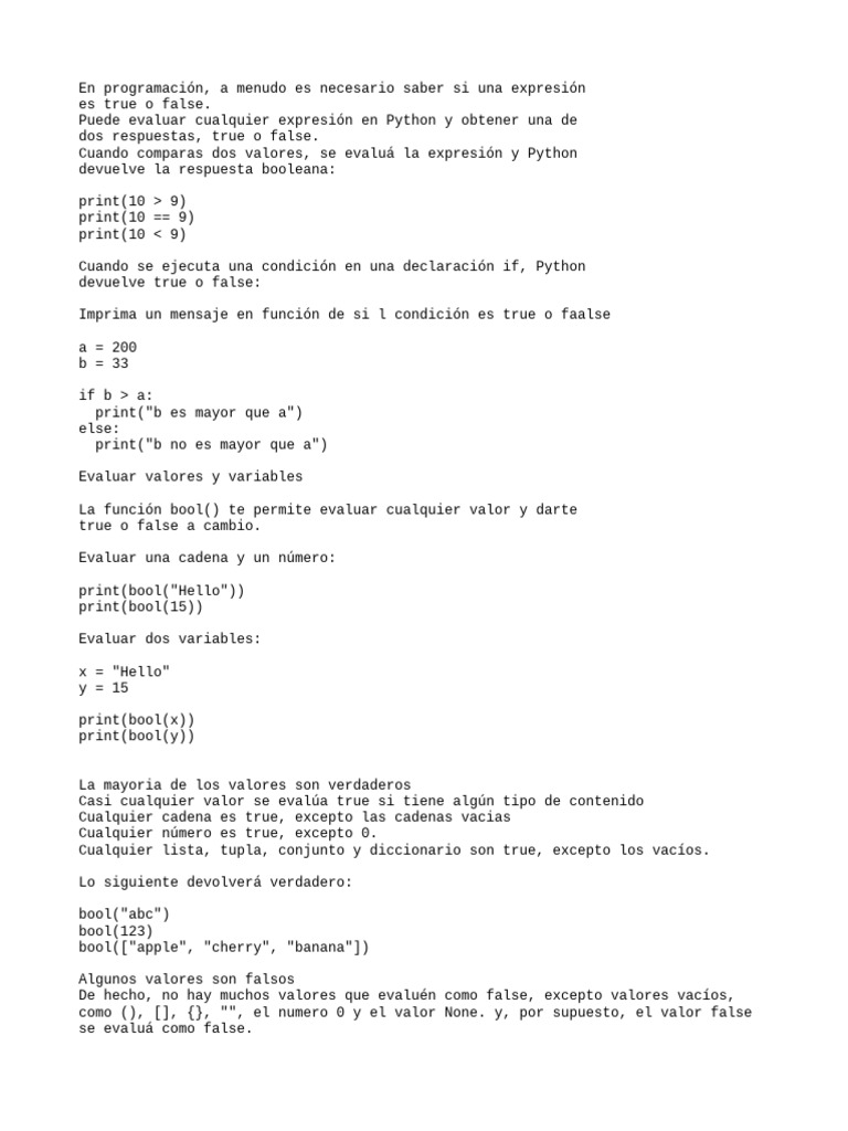 1.Valores Booleanos | PDF