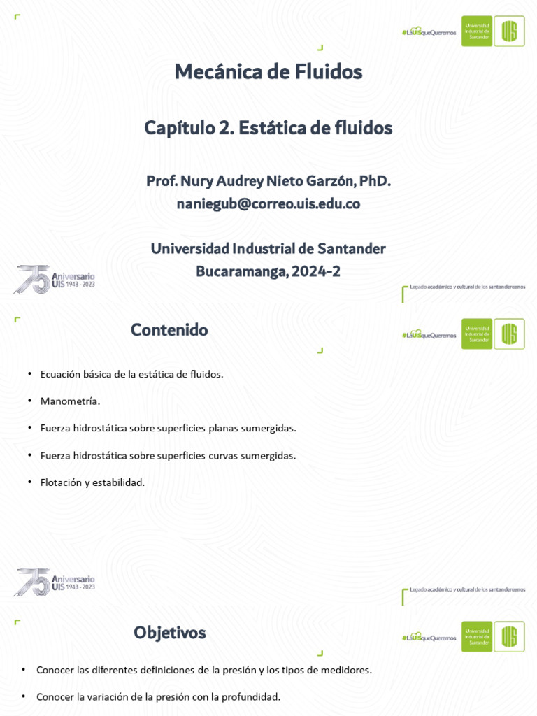 Capítulo 2. Estática de Fluidos | PDF | Presión | Flotabilidad