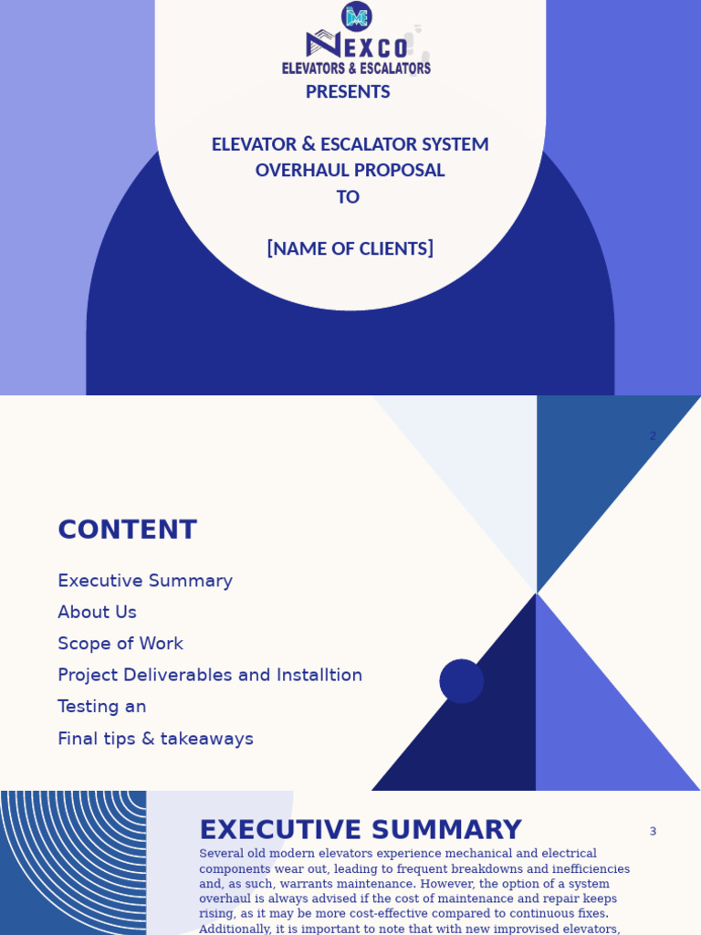 Elevator & Escalator Overhaul Proposal | PDF | Elevator | Safety