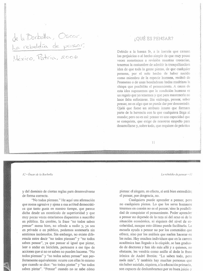 La rebeldía de pensar y sus desafíos | PDF | Epistemología